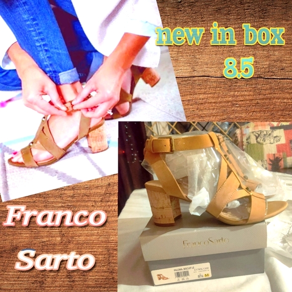 Franco Sarto | Shoes | Franco Sarto 85 Leather Strappy Stud Paloma Cork ...